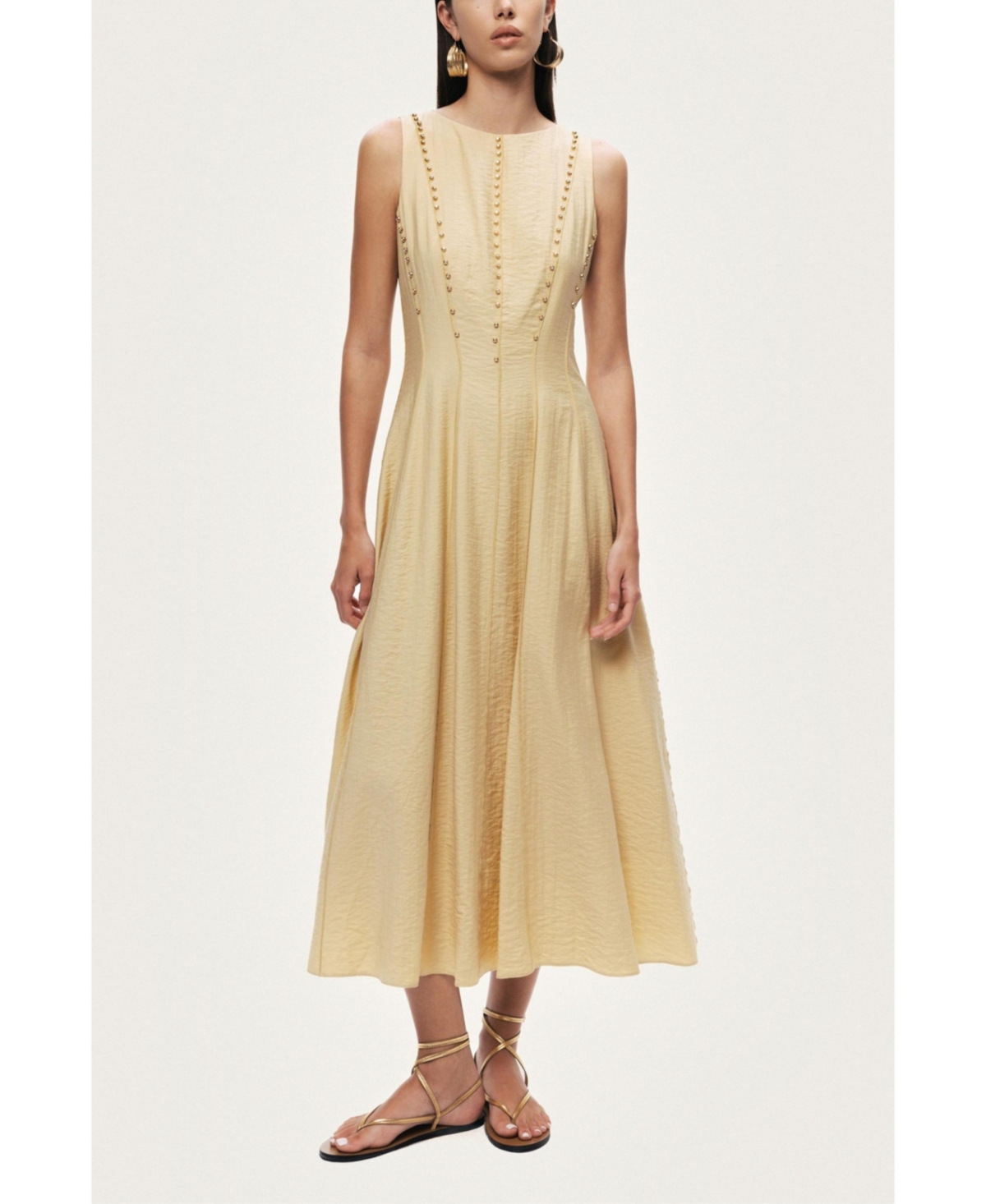 Click here for Nocturne Womens Sleeveless Textured Midi Dress - Y... prices