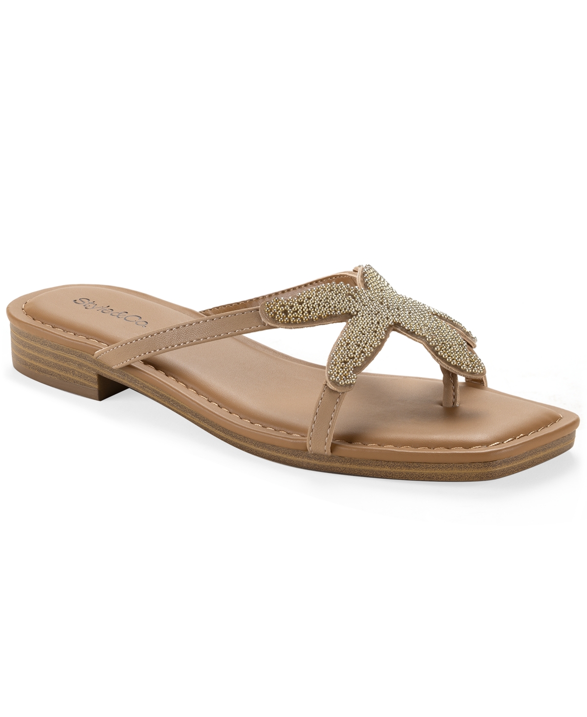 Click here for Style & Co Womens Alanaa Starfish Beaded Flat Sand... prices