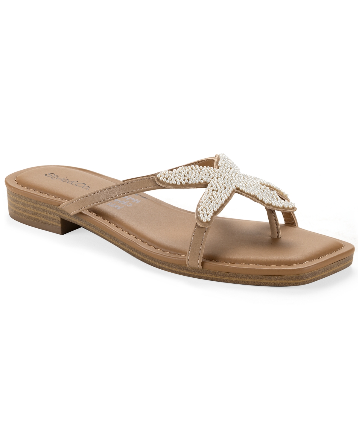 Click here for Style & Co Womens Alanaa Starfish Beaded Flat Sand... prices