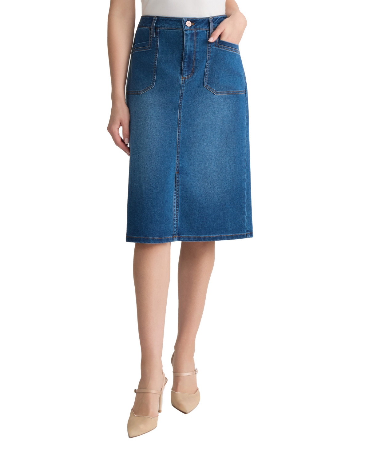 Click here for Jones New York Womens Lexington Midi Denim Skirt -... prices