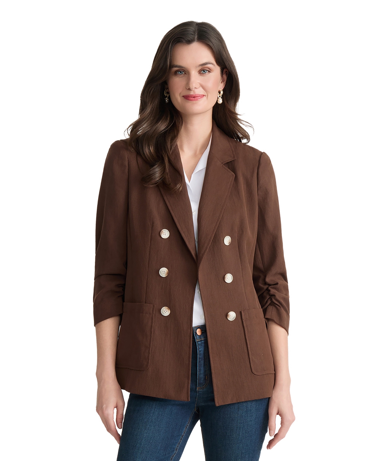 Click here for Jones New York Womens Notch Collar Jacket - Fudge prices
