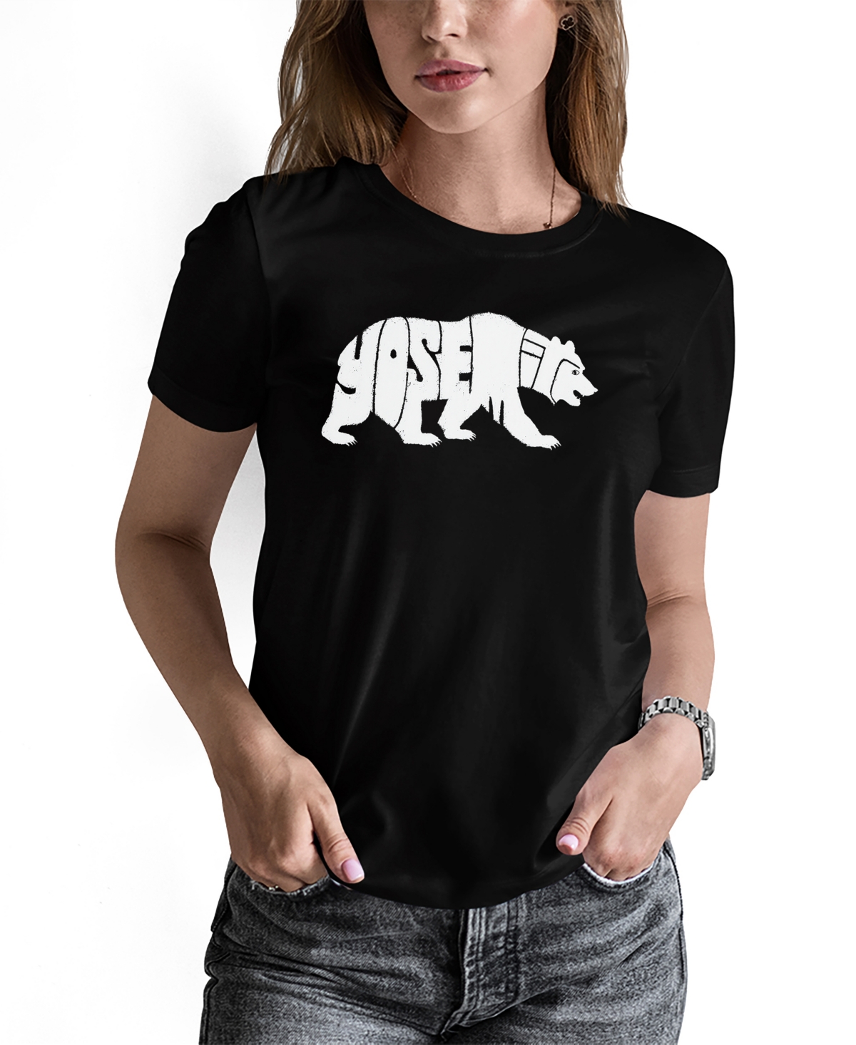 Click here for La Pop Art Womens Yosemite Bear Word Art Pullover... prices