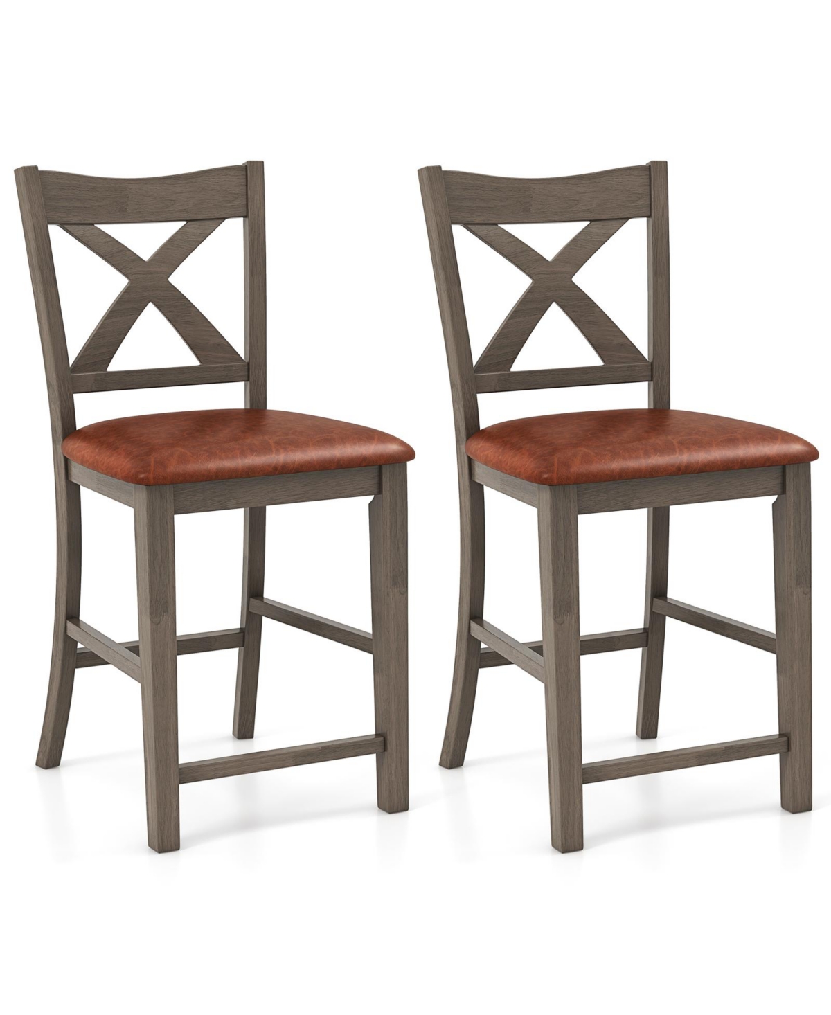 Click here for Sugift Bar Stools Set of 2 with Cross Back and Fau... prices