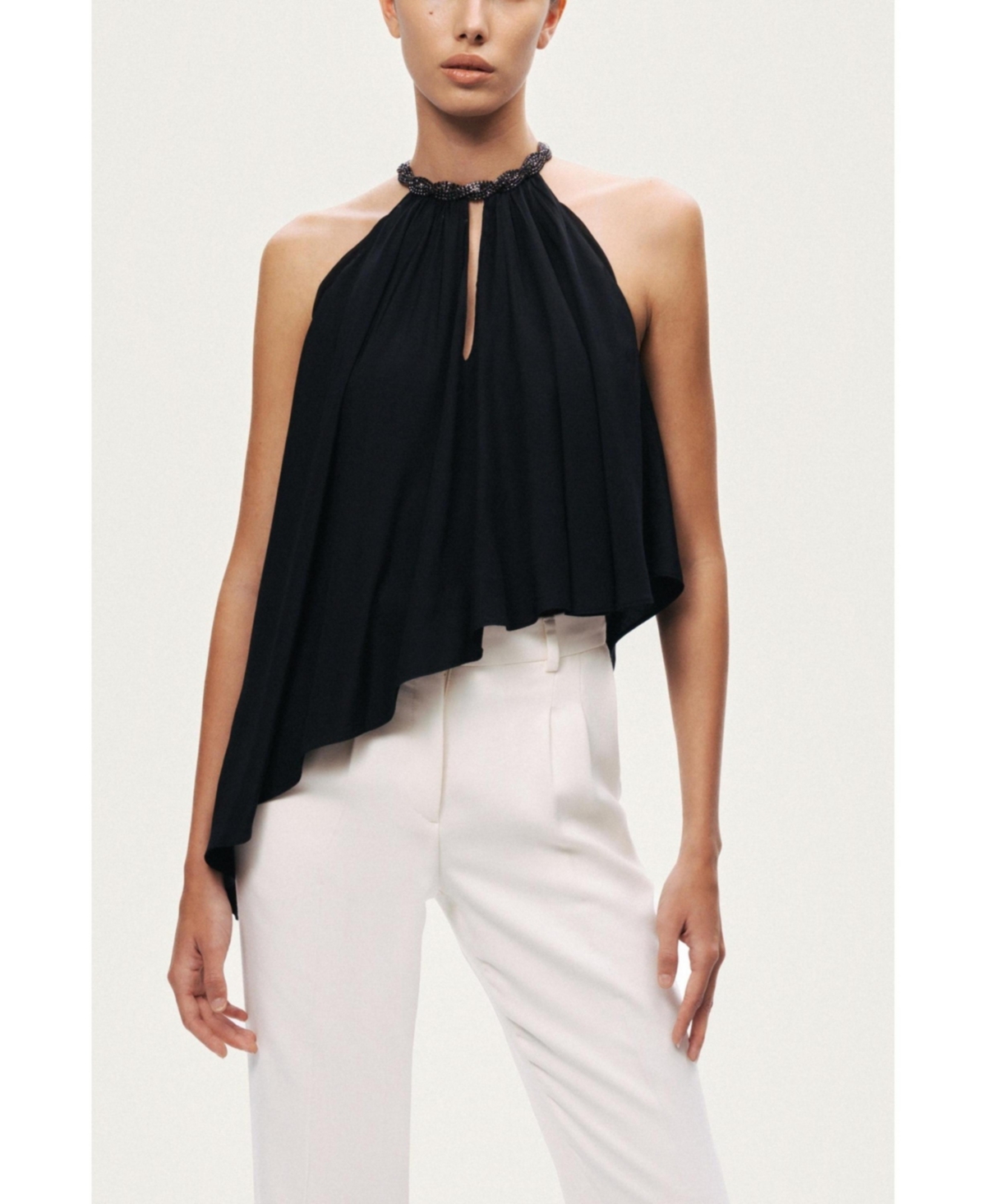 Click here for Nocturne Womens Embellished Halter Blouse - Black prices