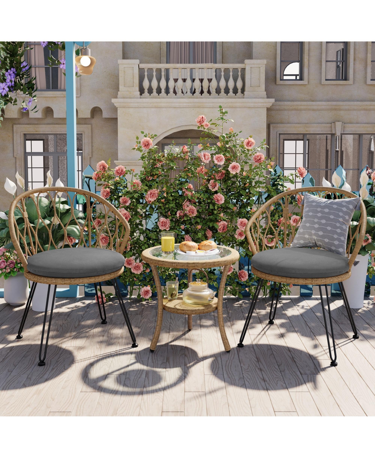 Click here for Rainsken 3 Pieces Rattan Bistro Set  Wicker Patio... prices