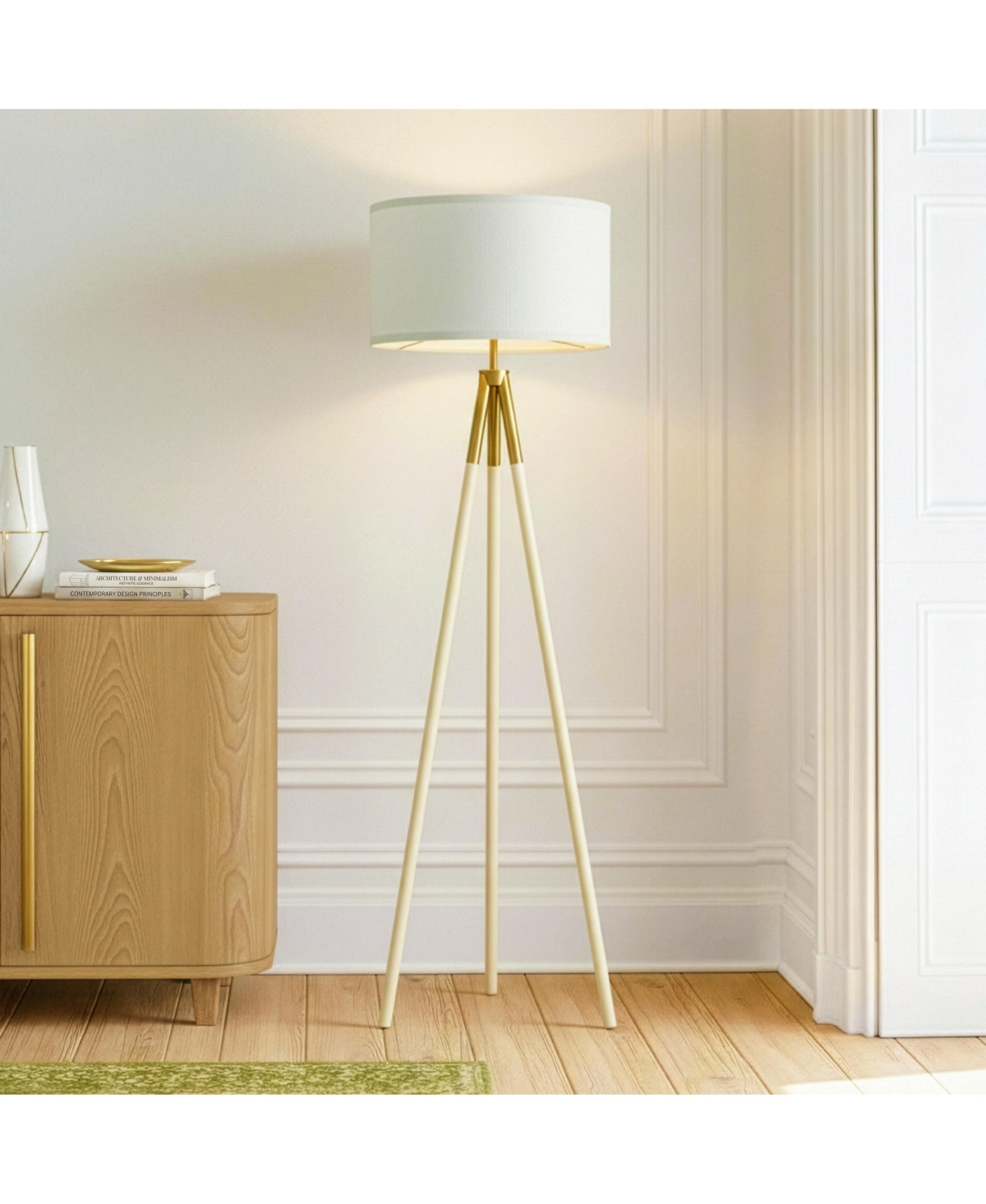 Click here for Levi Modern Led Tripod Gold Floor Lamp with Drum S... prices