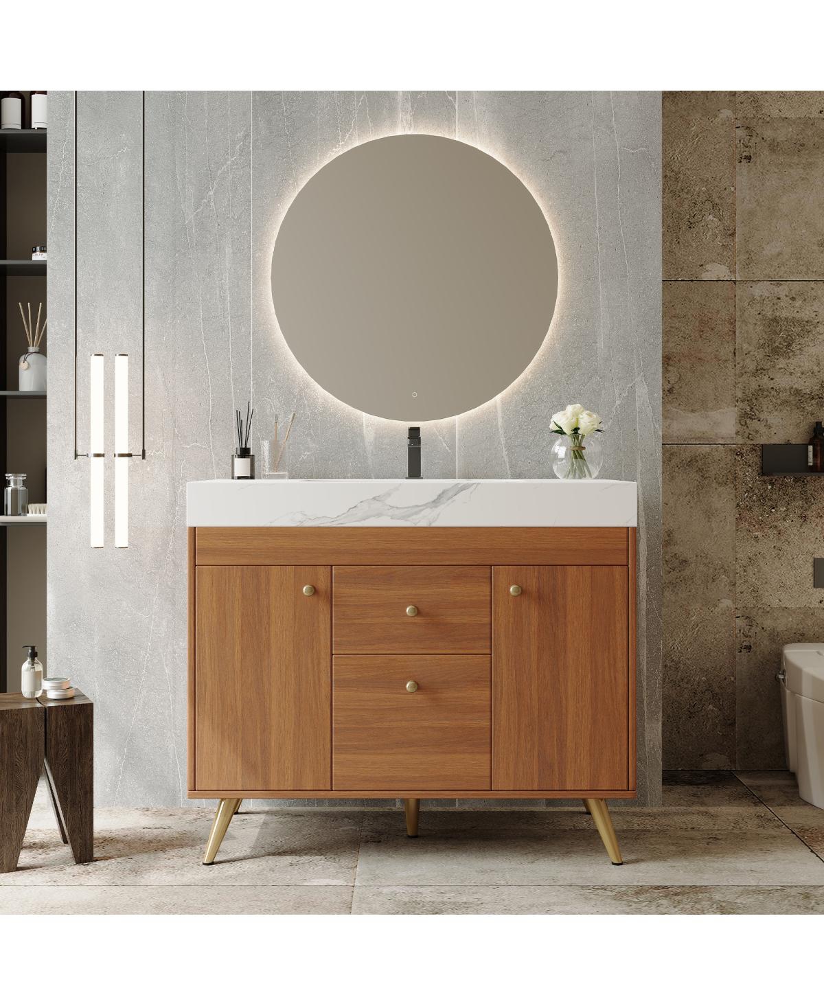 Click here for Sillysis Walnut Freestanding Bathroom Vanity with... prices