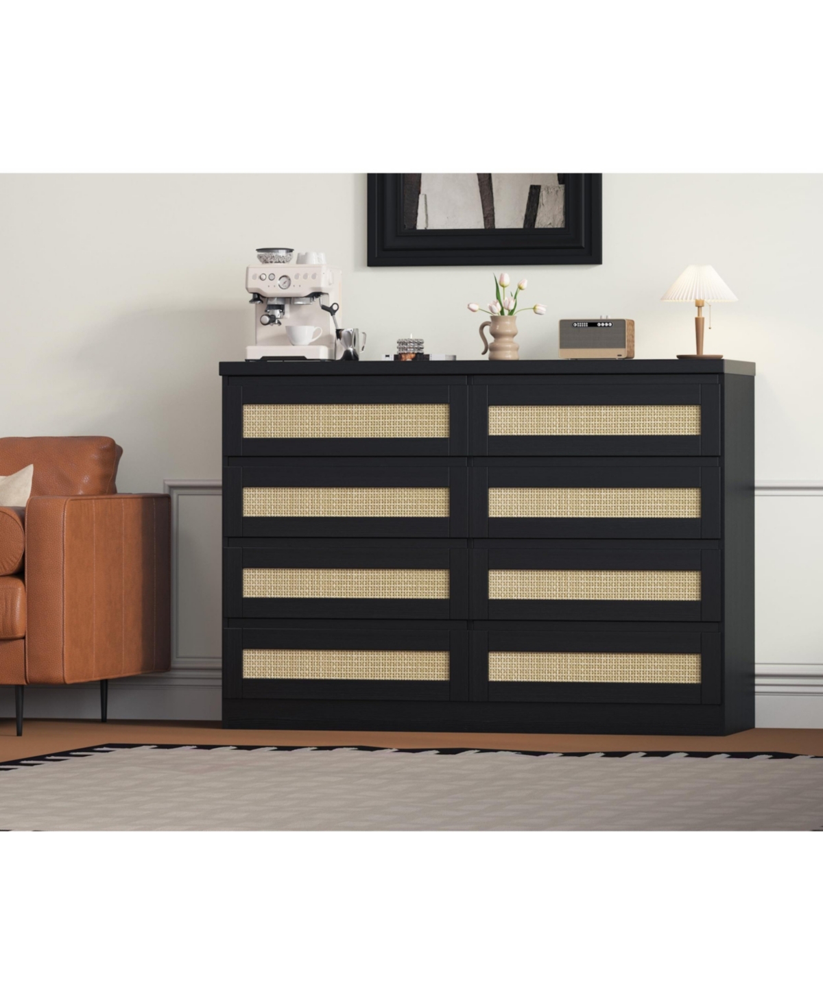 Click here for gaomon Bedroom 47.24 Inch 8 Drawer Rattan Dresser... prices