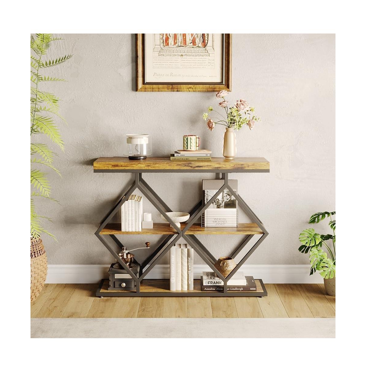 Click here for gaomon 3-Tier Industrial Entryway Table with Diamo... prices