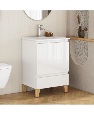 Click here for Sillysis Inch Bathroom Vanity With Sink Glossy Sto... prices