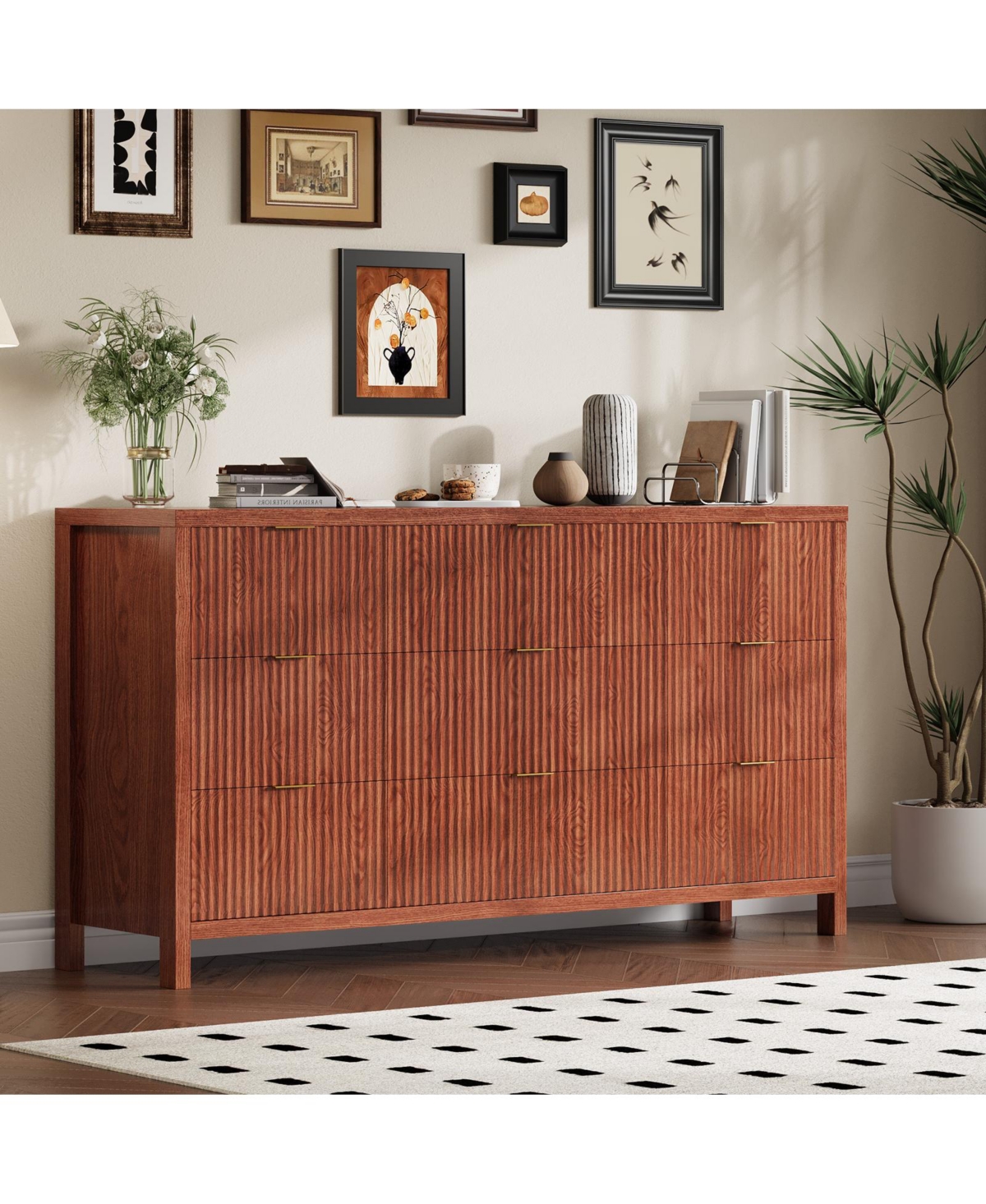 Click here for gaomon Farmhouse 9 Drawer Dresser  Fluted Wood Che... prices