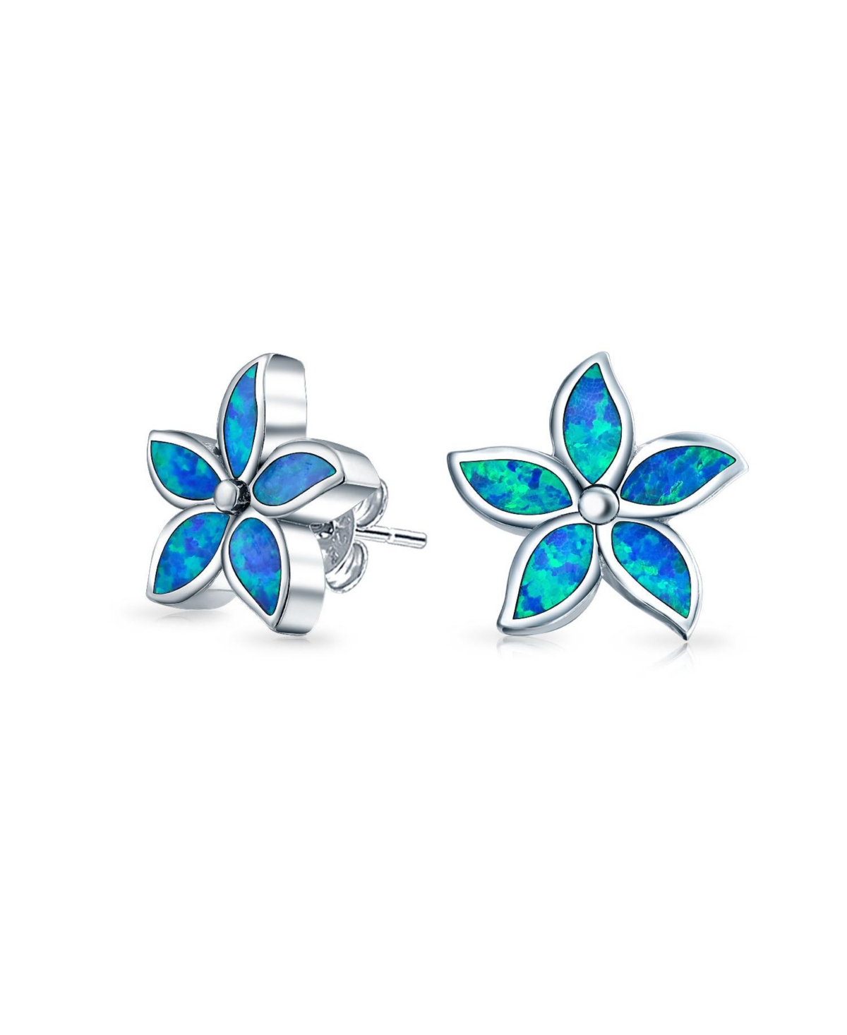 Click here for Bling Jewelry Created Blue Opal Inlay Petals Flowe... prices