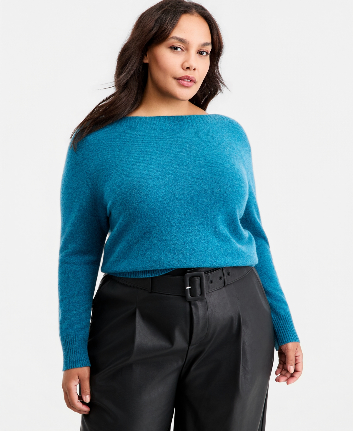 Click here for Charter Club Plus Size Cashmere Boat-Neck Sweater... prices