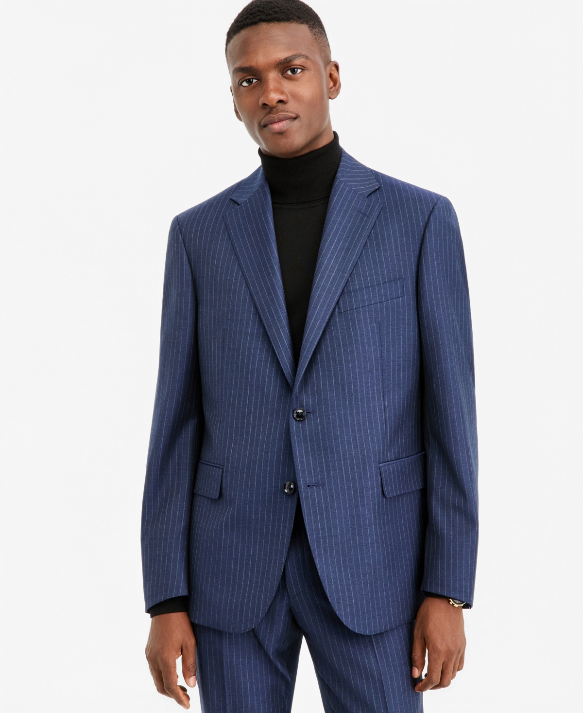 Click here for The Mens Store Mens 100 Wool Modern-Fit Blue Strip... prices