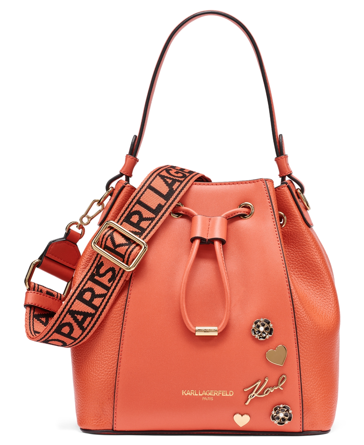 Click here for Karl Lagerfeld Paris Adele Bucket Bag - Vermillion prices