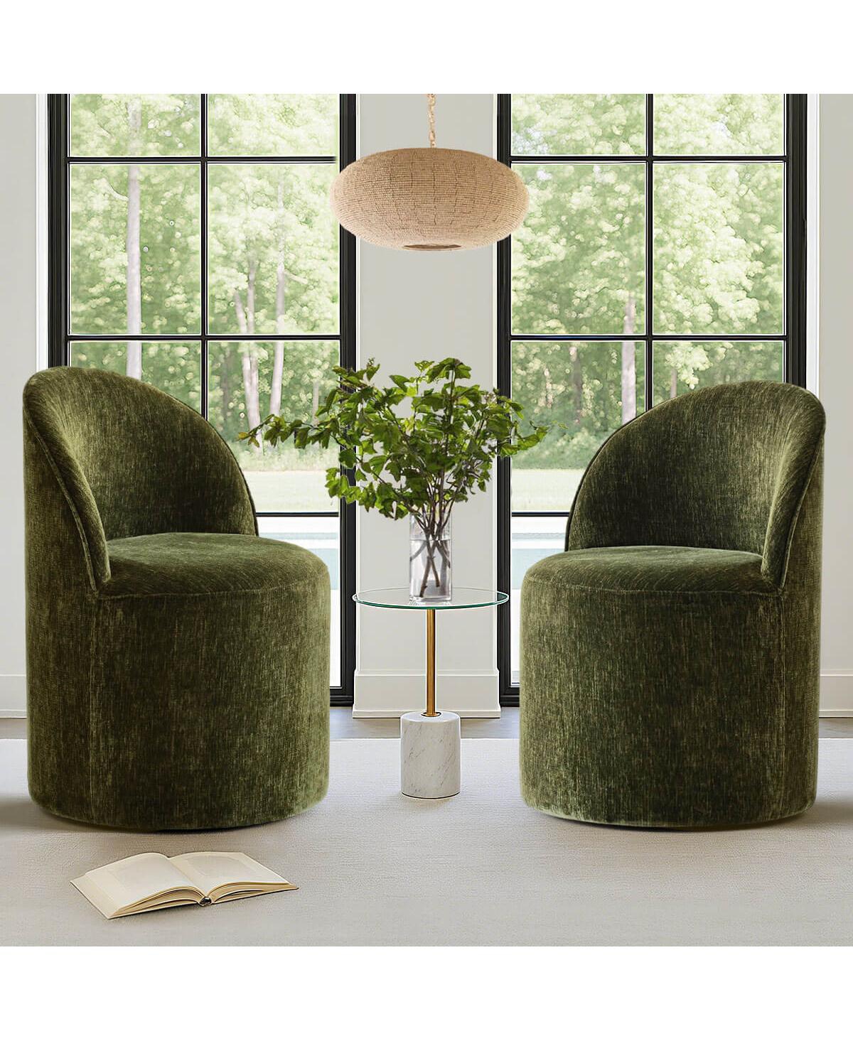 Click here for Maison Boucle Set of 2 Chenille Swivel Accent Chai... prices