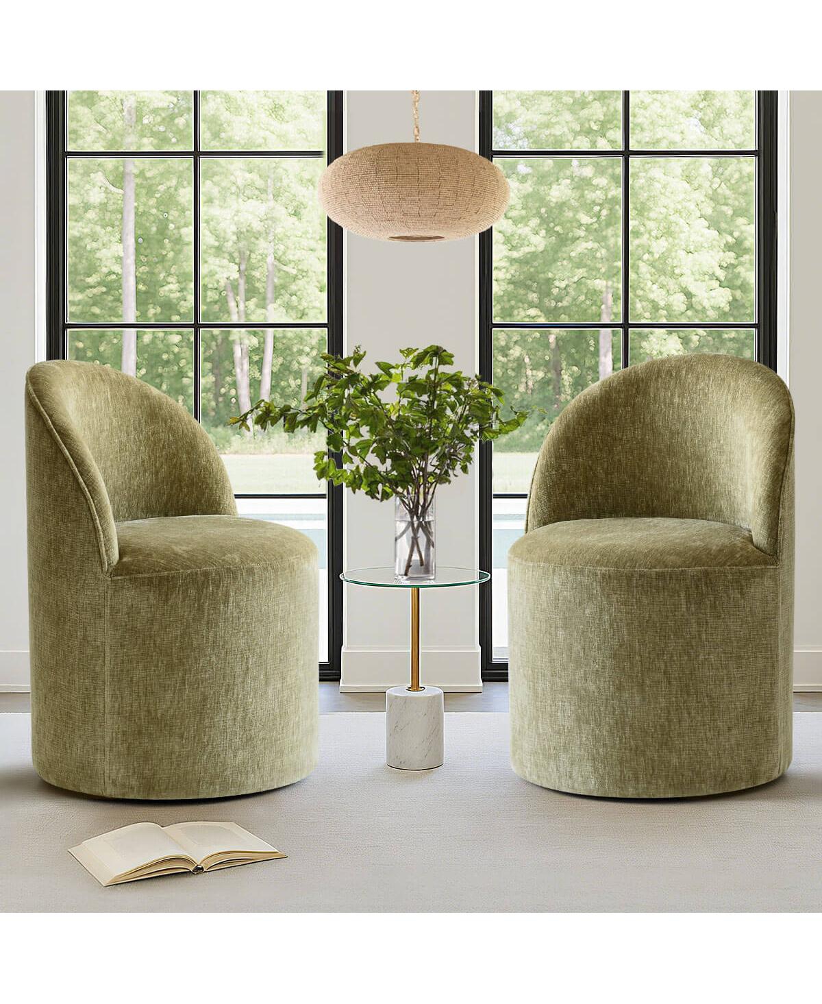 Click here for Maison Boucle Set of 2 Chenille Swivel Accent Chai... prices