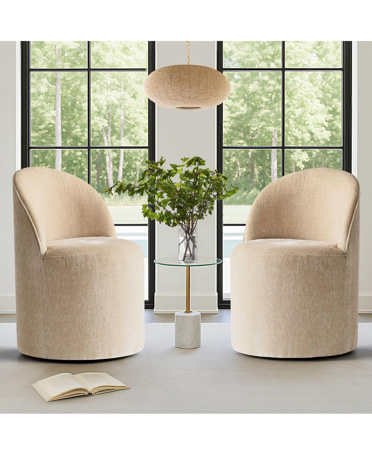 Click here for Maison Boucle Set of 2 Chenille Swivel Accent Chai... prices