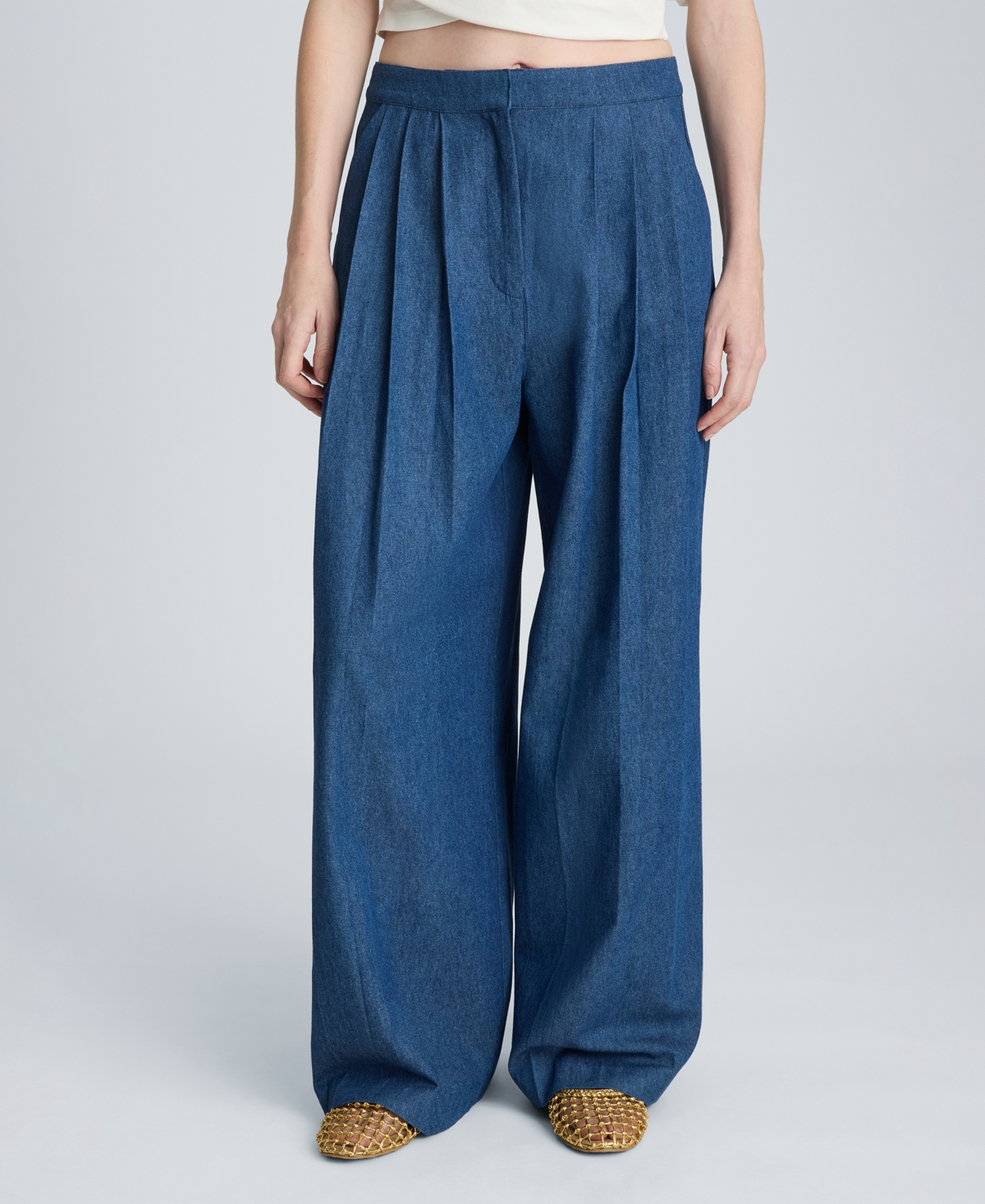 Click here for Kenneth Cole Womens High-Rise Triple Pleated Wide-... prices