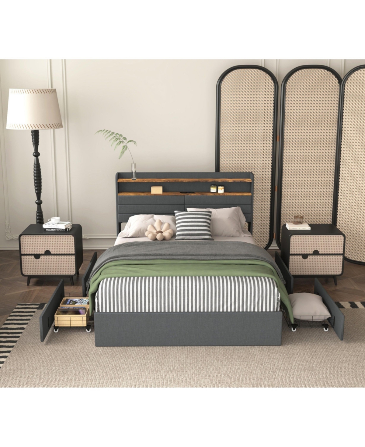 Click here for Lucky One Queen Bed Frame with 4 Storage Drawers -... prices