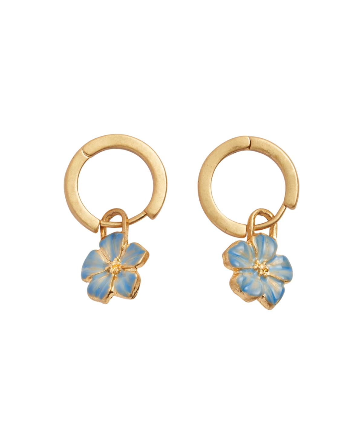 Click here for Fable England Flower Huggie Earrings - Blue  gold prices
