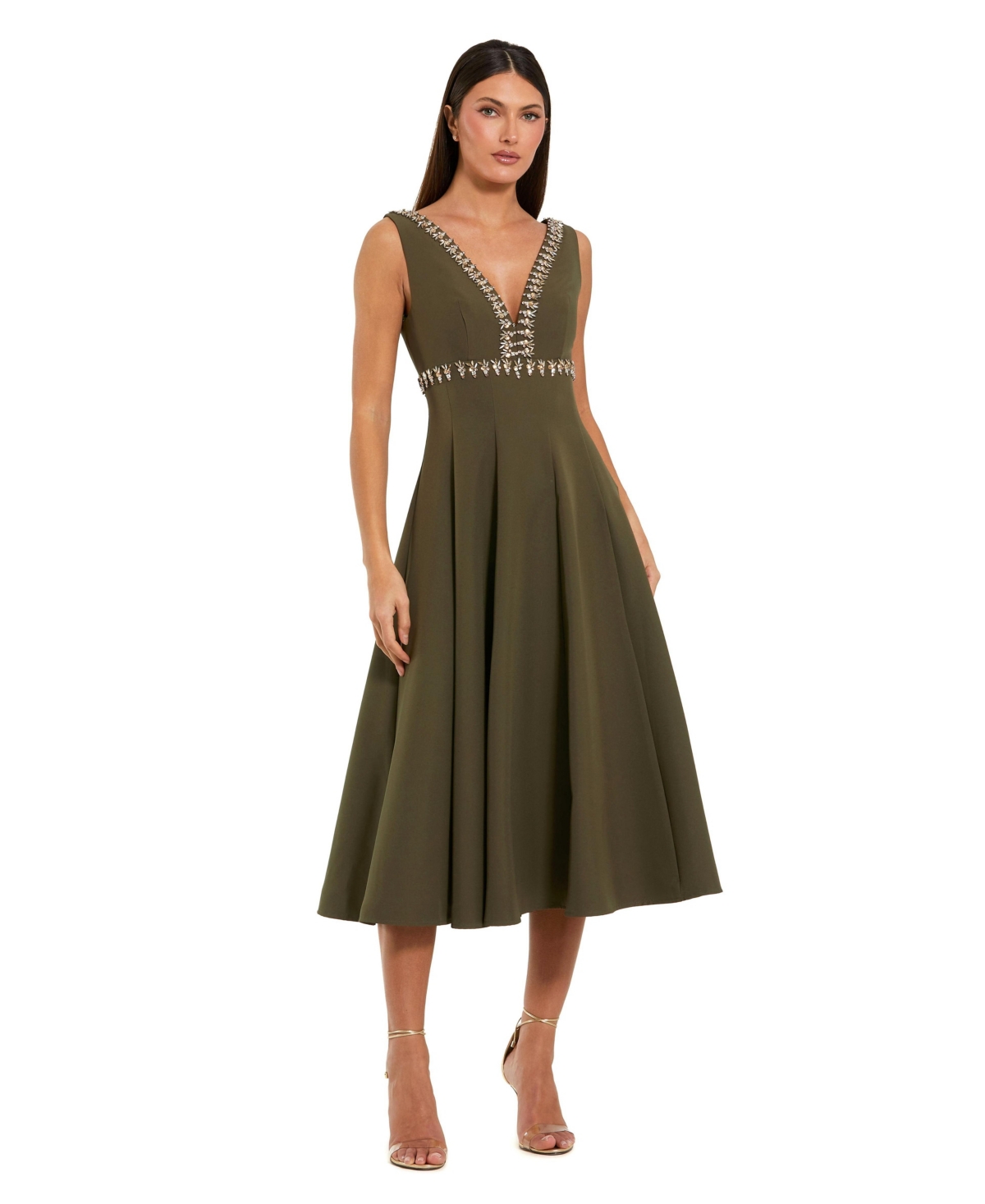 Click here for Mac Duggal Womens Rhinestone Embellished Crepe A L... prices