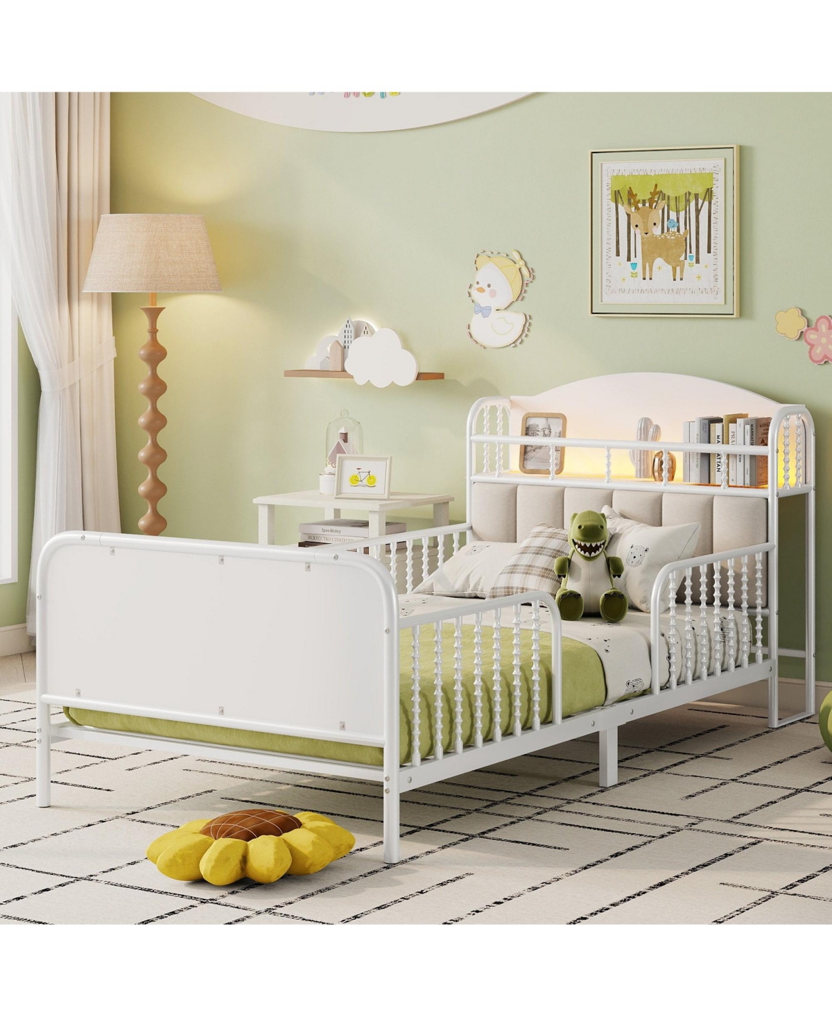 Click here for Lucky One Metal Platform Bed Frame with Light - Wh... prices