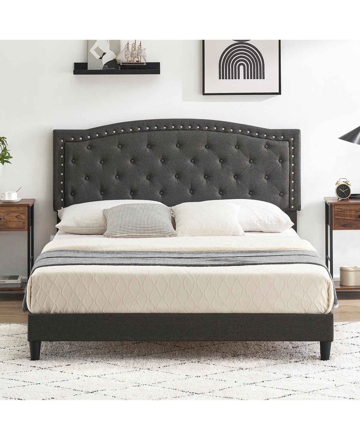 Click here for Homfan Queen Size Bed Frame with Adjustable Headbo... prices