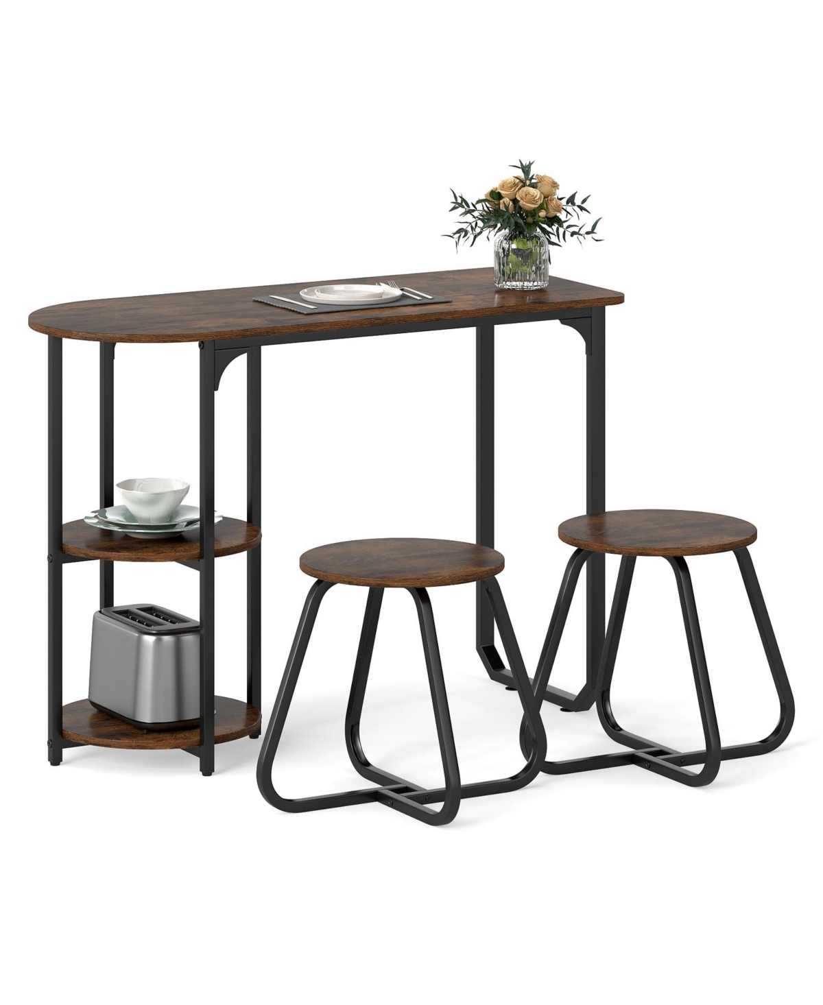 Click here for Gouun 3-Piece Industrial Dining Set with Side Shel... prices