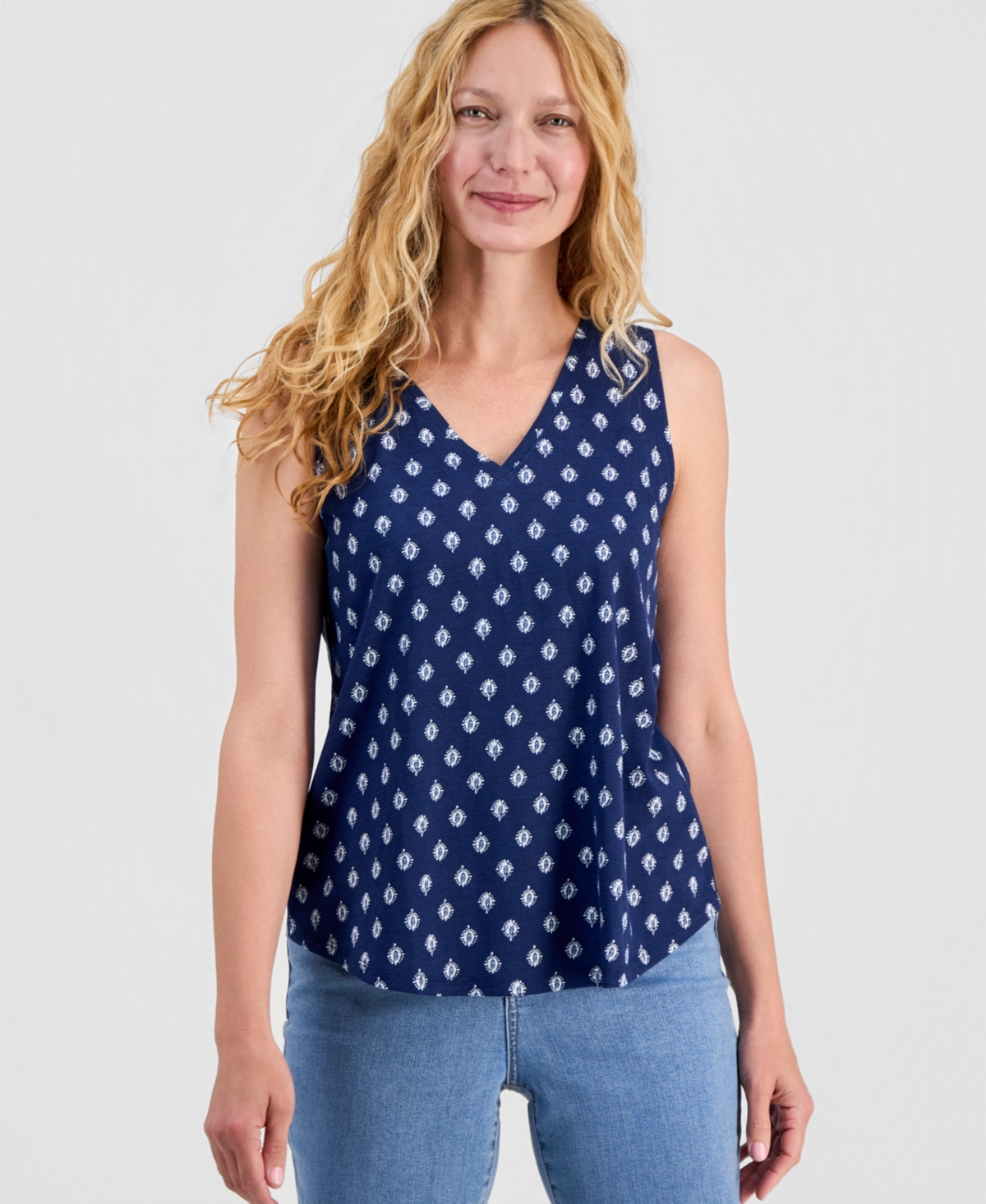 Click here for Style & Co Womens Printed V-Neck Tank Top  Macys E... prices