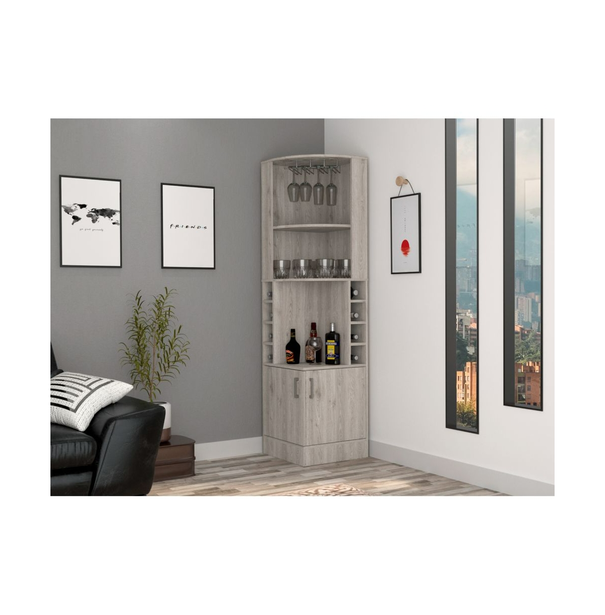 Click here for Flynama Corner Bar Cabinet with 8 Bottle Cubbies... prices