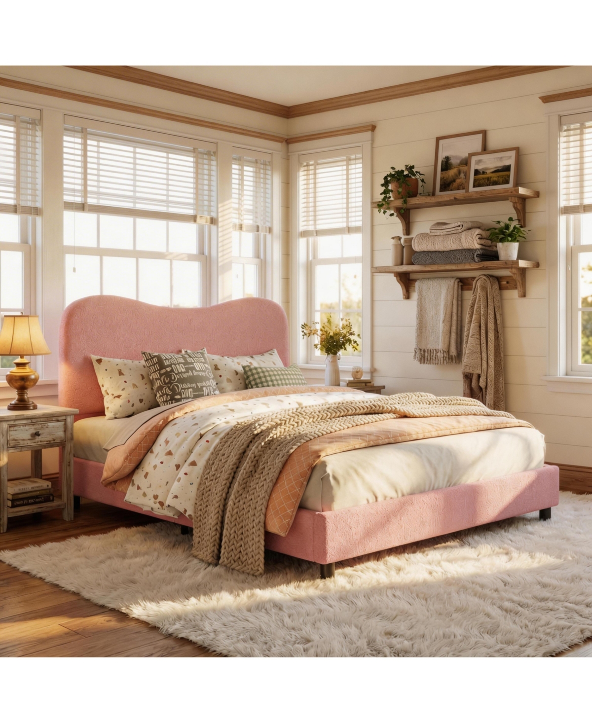 Click here for Homfan Soft Upholstered Kids Bed Frame with Headbo... prices