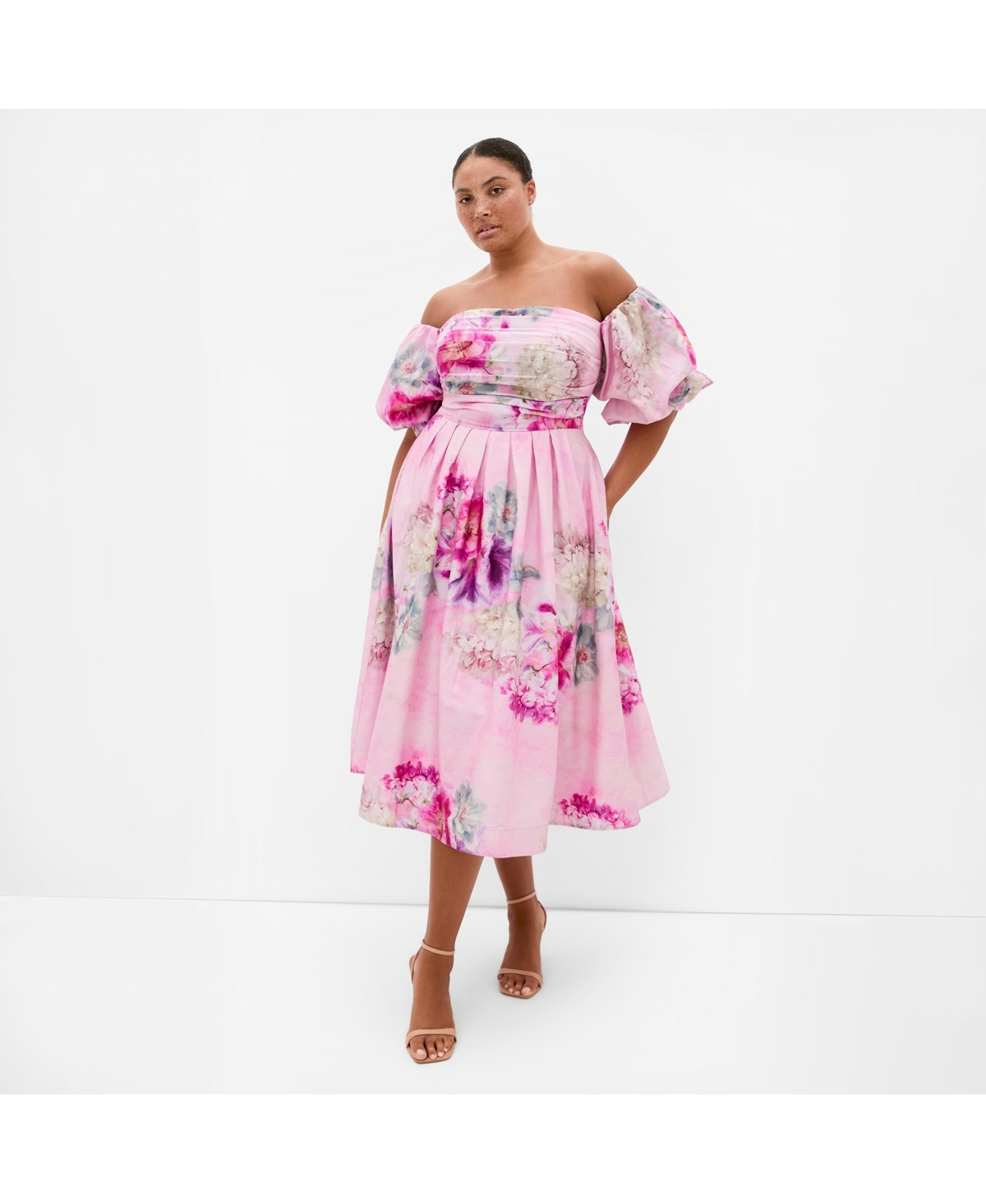 Click here for City Chic Womens Rosalee Garden Print Puff Sleeve... prices