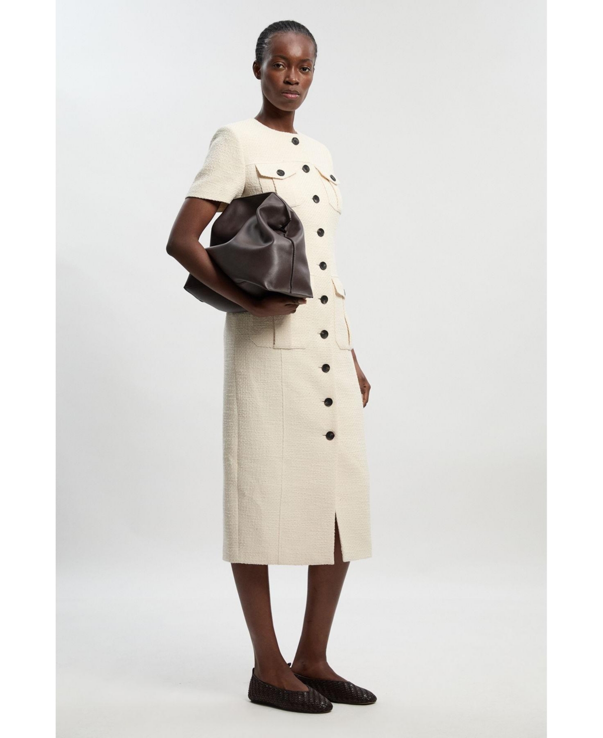 Click here for Karen Millen Womens Textured Tweed Tailored Midi D... prices