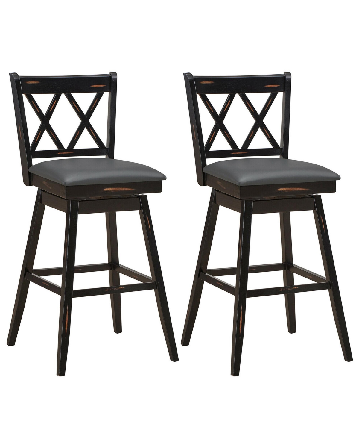 Click here for Gymax Set of 2 Barstools Swivel Bar Height Chairs... prices