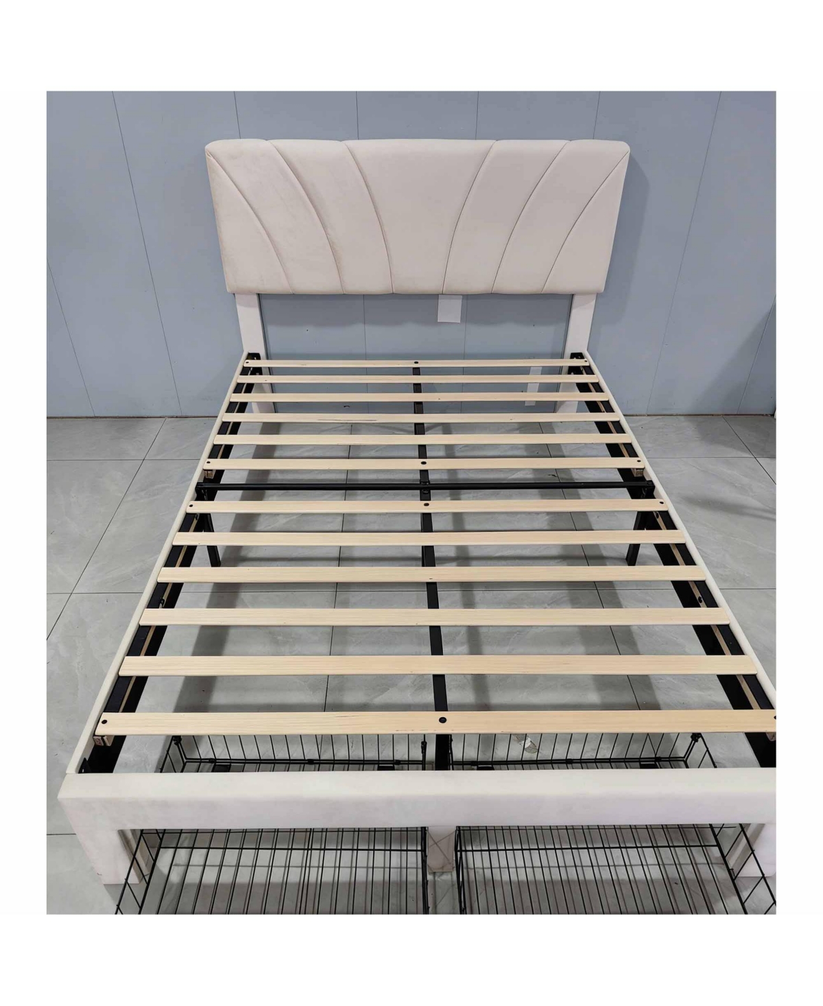 Click here for Homfan Bed Frame with Adjustable Headboard - White prices