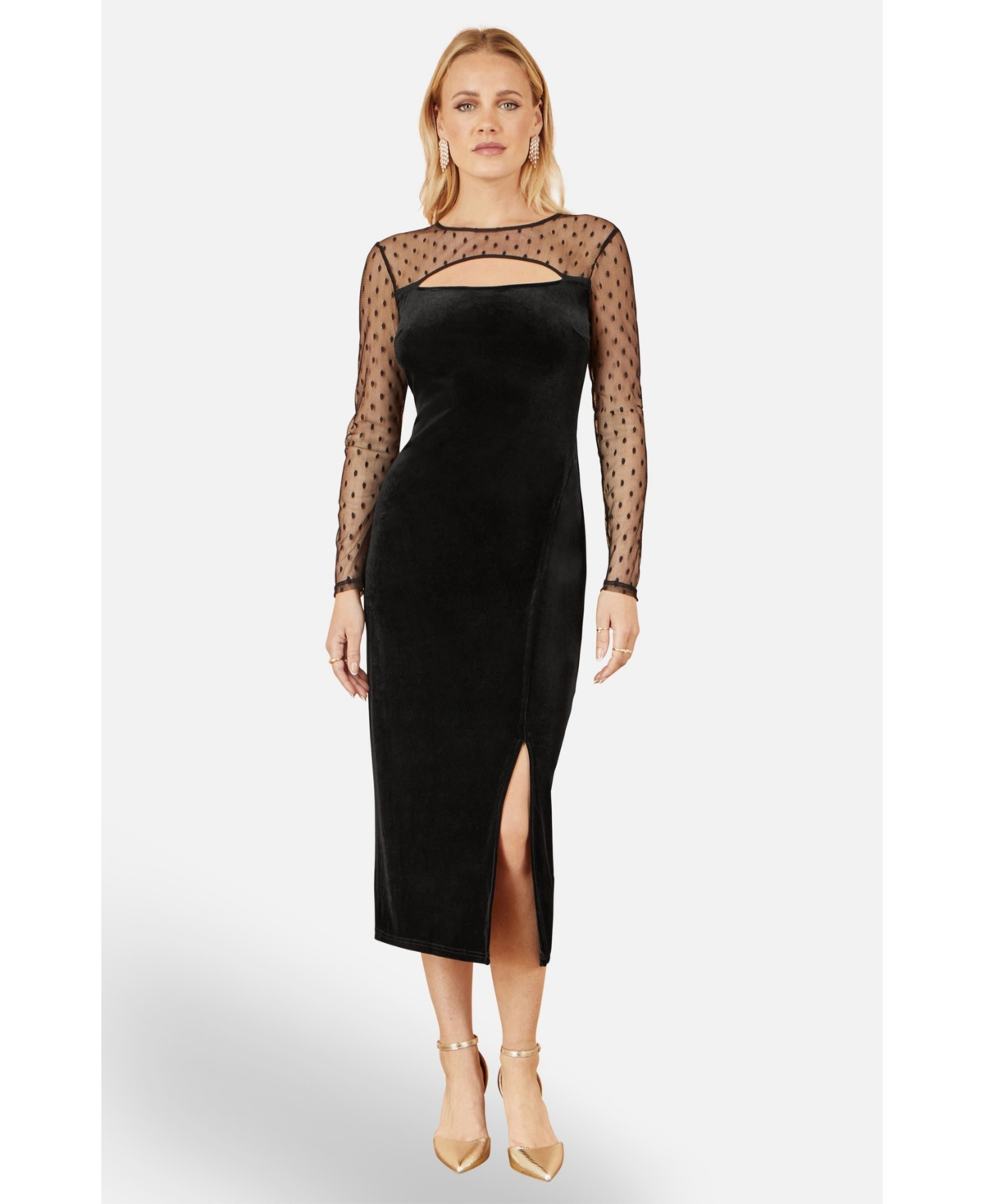 Click here for Yumi Womens Velvet With Slash Neckline Midi Dress... prices