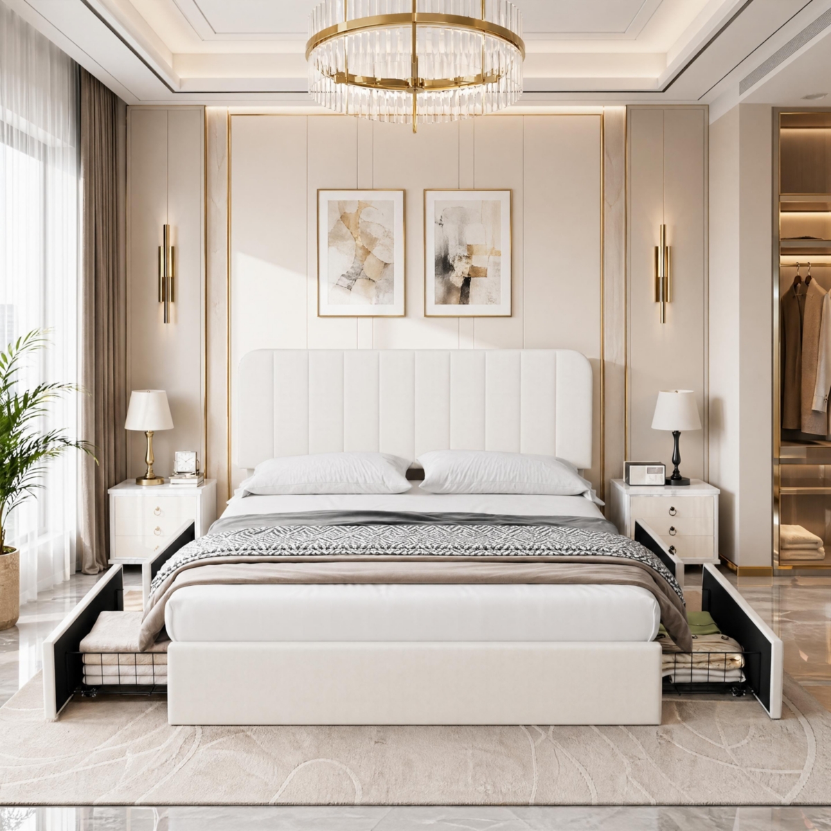 Click here for Homfan Bed Frame Heavy Duty Slats with 2 Storage -... prices