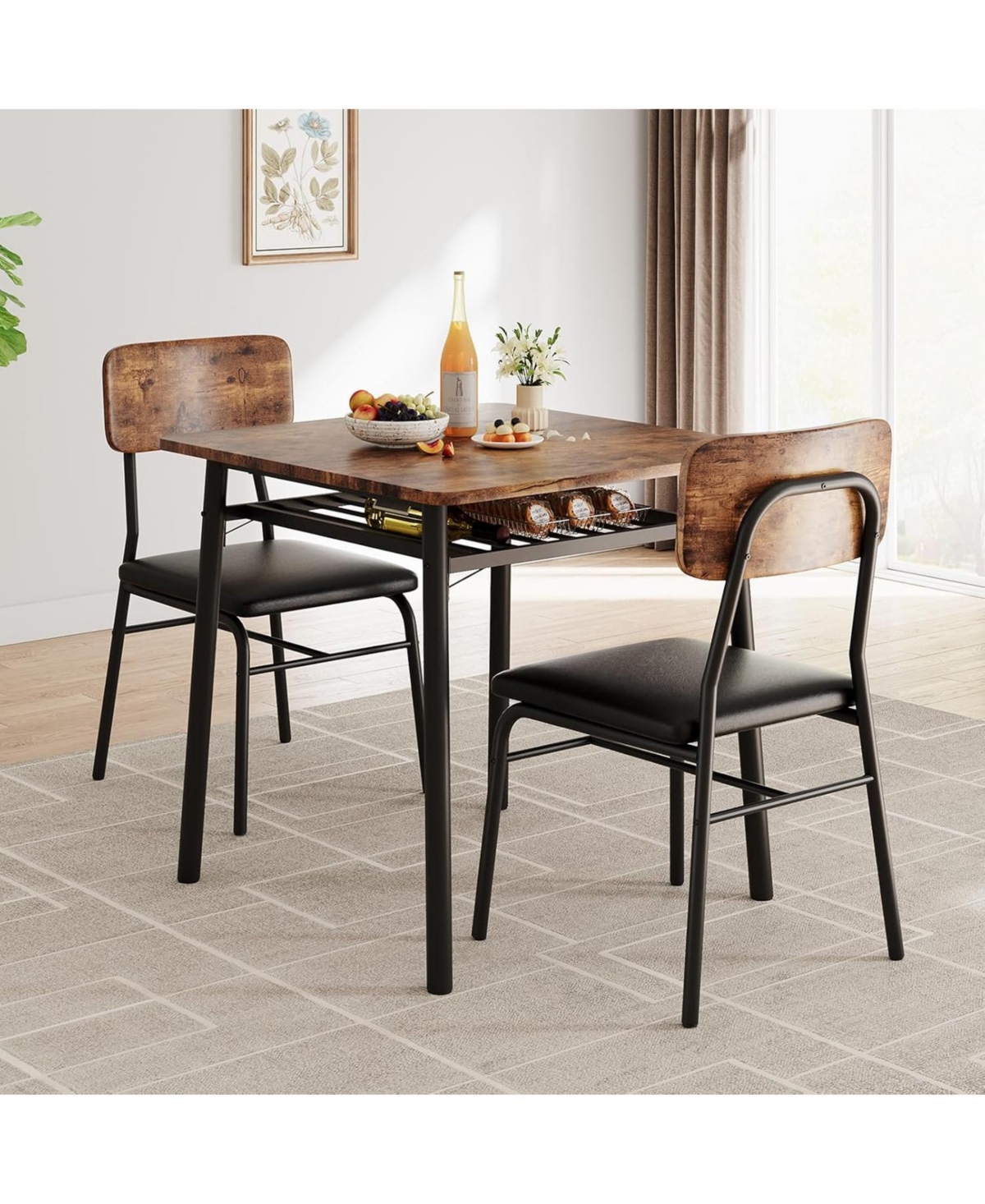 Click here for gaomon 3-Piece Square Dining Set for 2 with Storag... prices