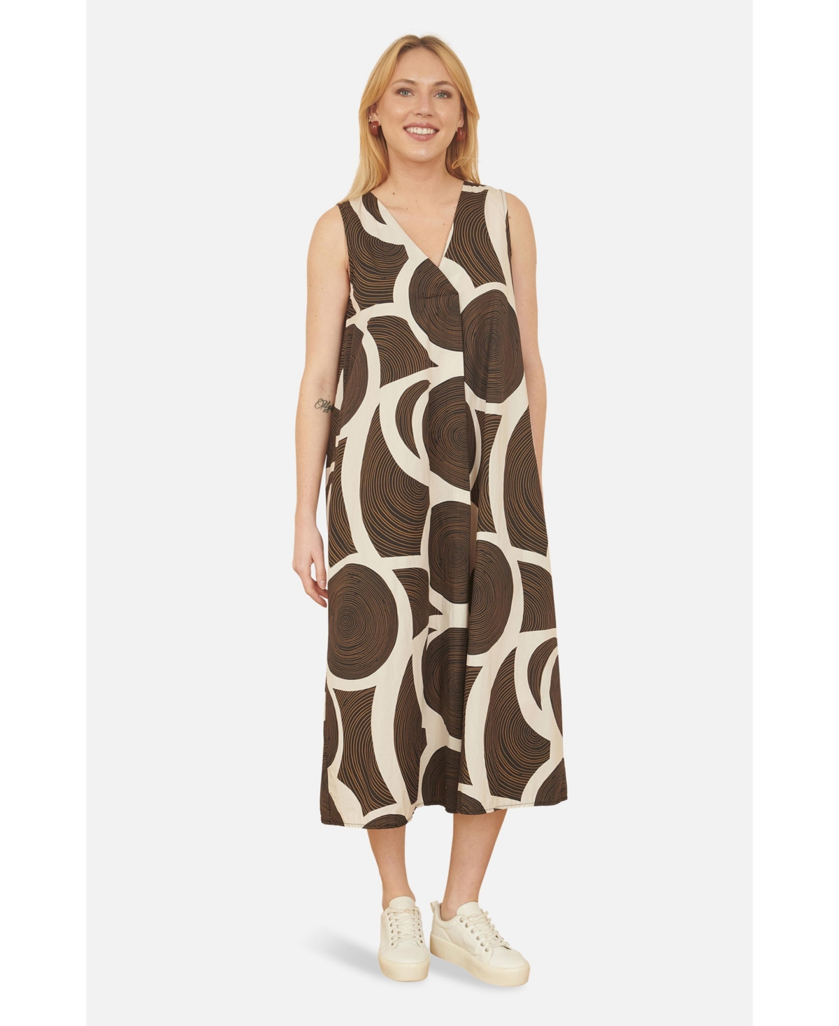 Click here for Yumi Womens Sleeveless V-Neck Trapeze Midi Dress -... prices