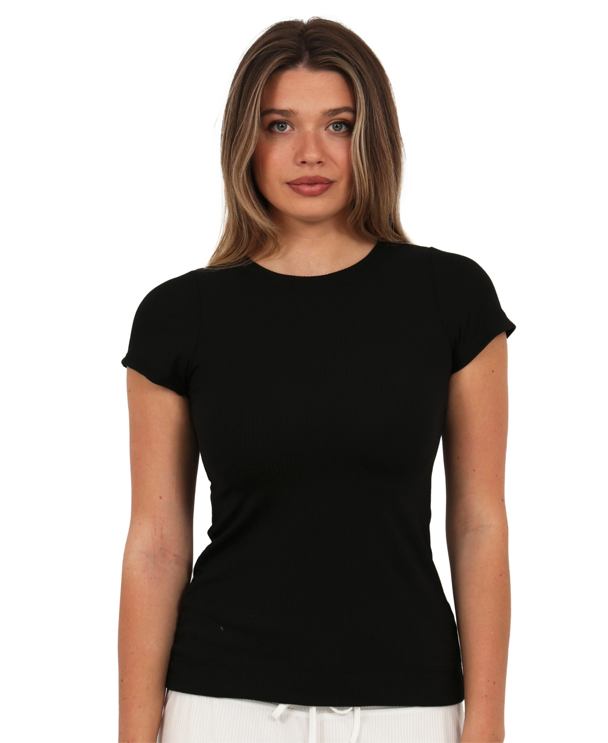 Click here for 24seven Comfort Apparel Womens Ribbed Knit Short-S... prices