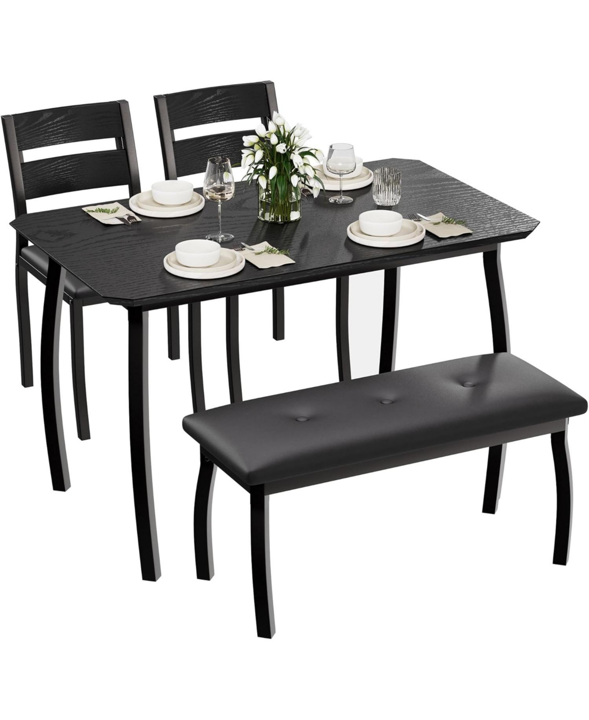 Click here for gaomon 4-Piece Farmhouse Dining Set with 2 Chairs... prices