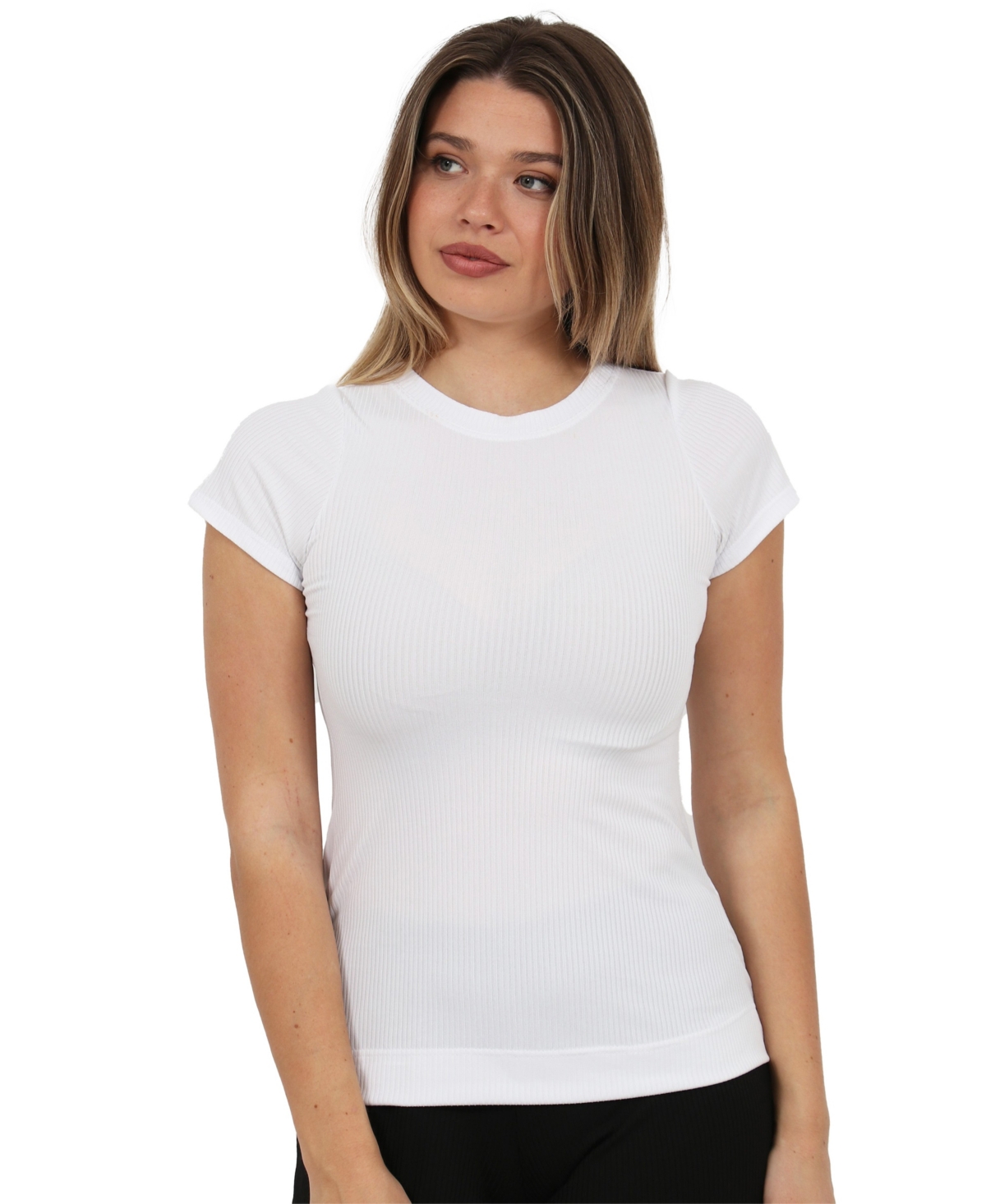 Click here for 24seven Comfort Apparel Womens Ribbed Knit Short-S... prices