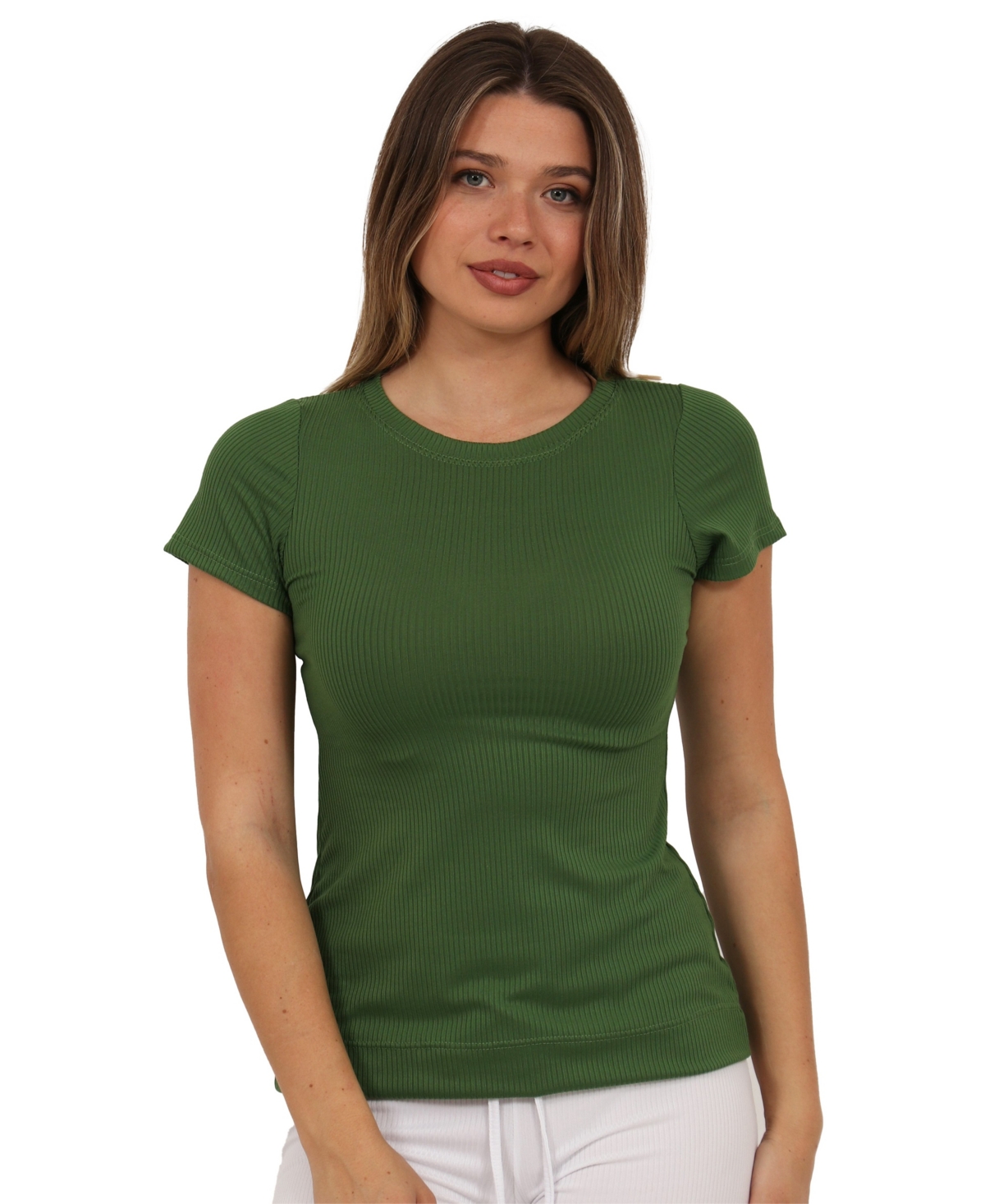 Click here for 24seven Comfort Apparel Womens Ribbed Knit Short-S... prices