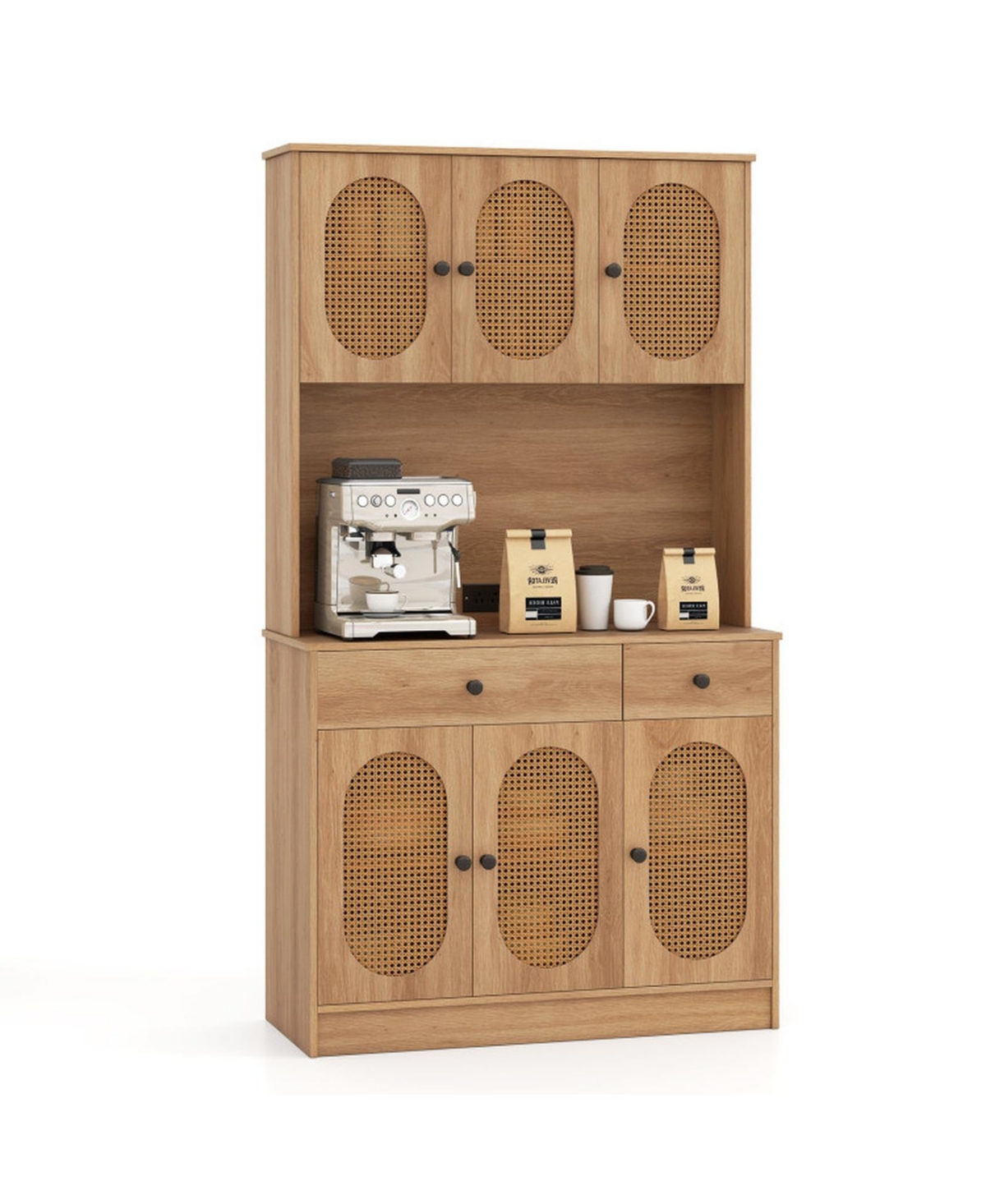 Click here for Gouun 71 in Pantry Cabinet with Pe Rattan Doors  H... prices