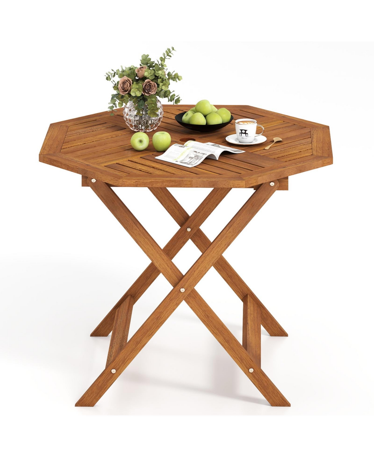 Click here for Gouun Octagonal Solid Wood Patio Table with Umbrel... prices