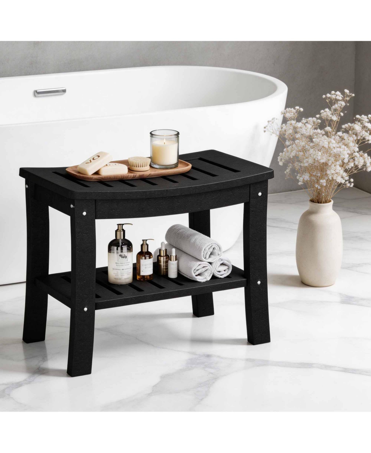 Click here for homfan Hdpe Waterproof Shower Bench with Storage S... prices