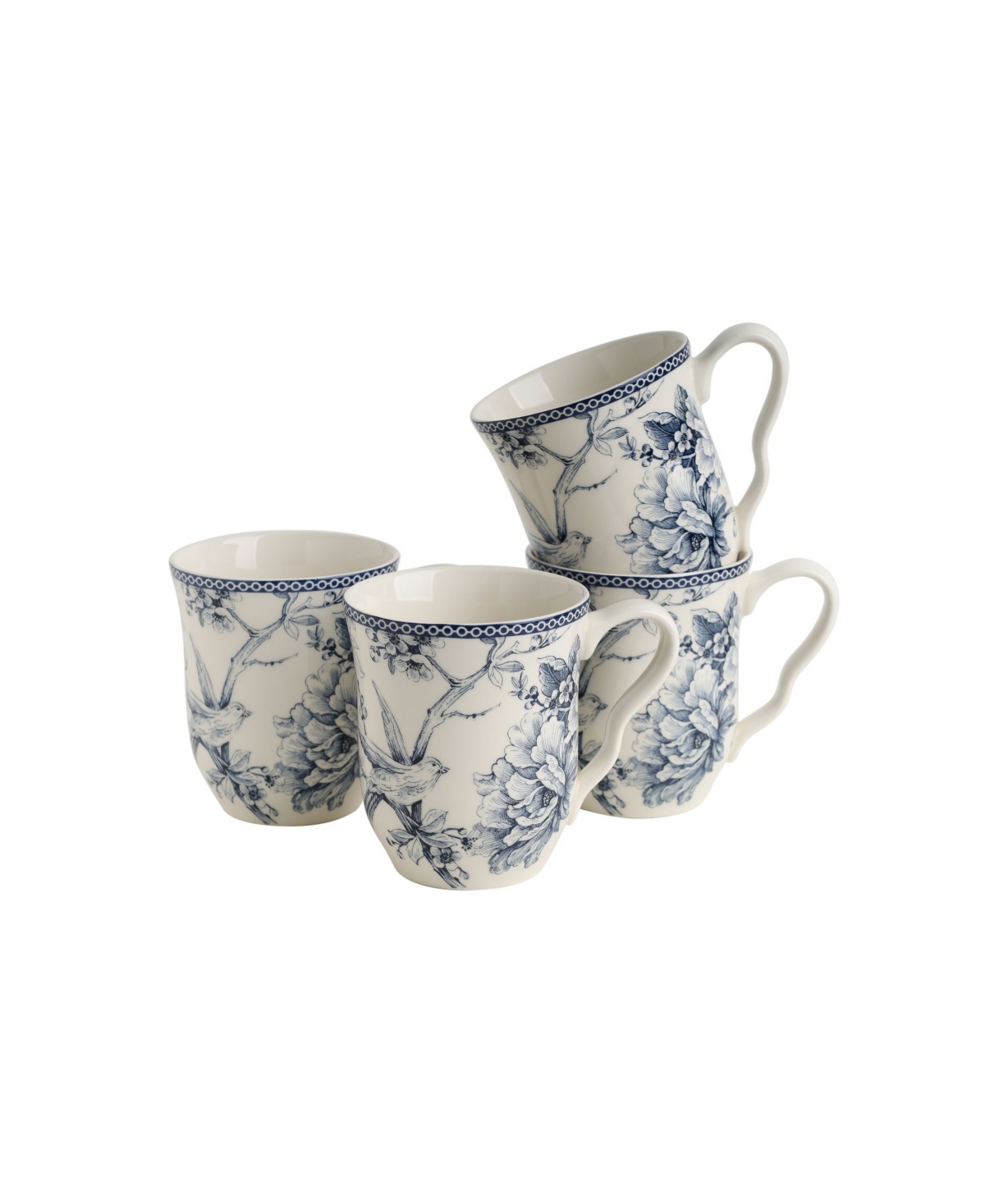 Click here for 222 Fifth Adelaide Blue Coffee Mugs  Set of 4 - Bl... prices