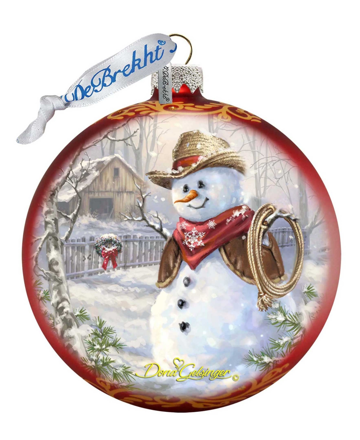 Click here for G.DeBrekht Cowboy Snowman Glass Ornament 2 by Dona... prices