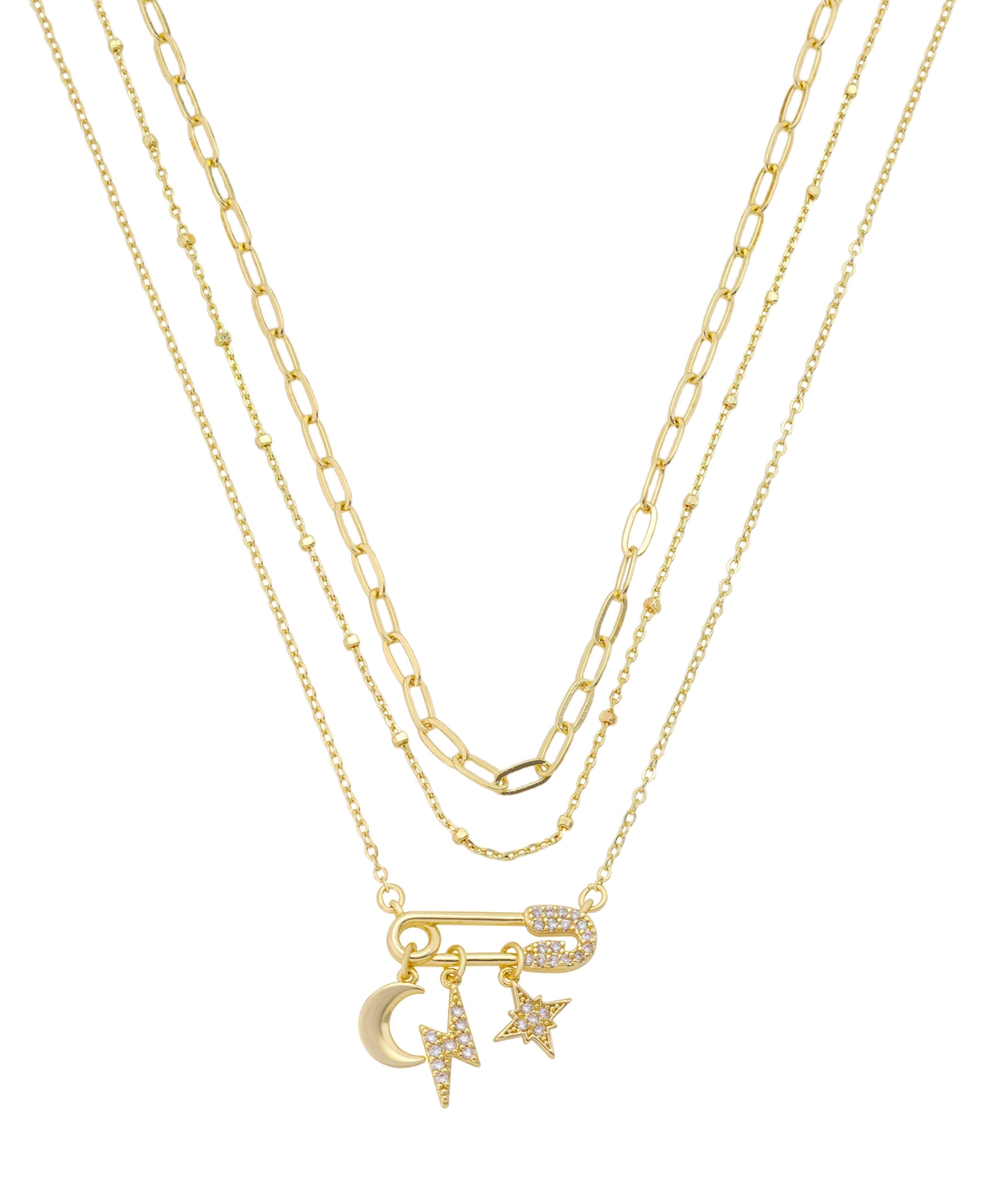 Click here for Unwritten Cubic Zirconia Safety Pin Celestial Pend... prices